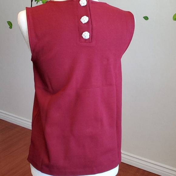 J. Crew | Tops | Jcrew Jeweled Button Back Ponte Top Burgundy Xs | Poshmark